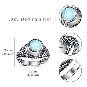 SVODEA Urn Rings for Ashes Cremation Jewelry,925 Sterling Silver Created Lab Opal Cage Filigree Ashes Keepsake Urns Bands with w/Funnel Filler,Memorial Gifts for Women (6)