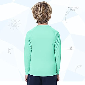 MEETWEE Boys Rash Guard Long Sleeve Girl UPF 50+ Sun Protection Shirt Swim Shirts Youth SPF Quick Dry Shirt Swimwear Sunsuits Light Green Medium