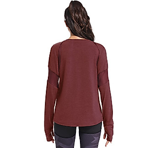 Muzniuer Womens Long Sleeve Workout Shirts-Plain Long Sleeve Tshirt for Women Yoga Sports T-Shirt Long Sleeve Breathable Shirts Activewear with Thumb Hole Red S
