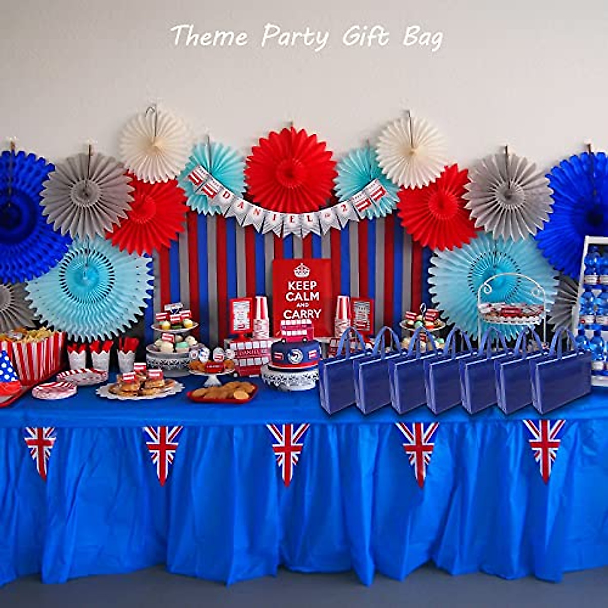 20Packs Reusable Grocery Bags with Handle, Large Non-Woven Shopping Bag Foldable, Royal Blue Tote Bags for Groceries Gift Party Wedding Christmas