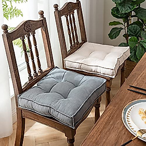 vctops Corduroy Striped Square Chair Cushion Pad Solid Tufted Seat Cushion Pads for Dining Chairs, Office Chairs, Car, Floor, Outdoor, Patio (Grey,18"x18"x3")