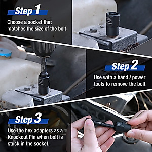 WORKPRO 15 Pieces Impact Bolt & Nut Remover Set, 3/8” Drive Bolt Extractor for Removing Stripped, Damaged, Rounded off and Rusted Bolts & Nuts