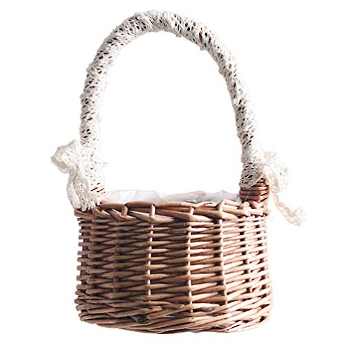 Cabilock Flower Girl Baskets Wicker Woven Basket Willow Basket Picnic Basket Woven Eggs Candy Basket Flower Basket Cookie Gift Box Bags Rattan Woven Storage Bin for Easter Birthday