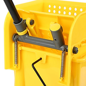 XinYun Mop Bucket with Wringer, Commercial Industrial Side-Press Wringer Combo on Wheels, Household Portable Bucket, 5 Gallon 21Qt, Heavy-Duty Wringe, Yellow 1