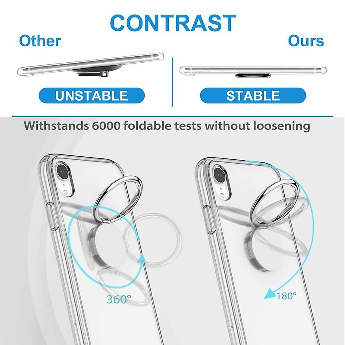 HGJTF Phone Case for Motorola ThinkPhone Case (6.6 Inch), with 360 Degree Rotation Finger Ring Kickstand, Clear Silicone Shockproof X Anti-Scratch Shell TPU Bumper Soft Cover for Motorola ThinkPhone