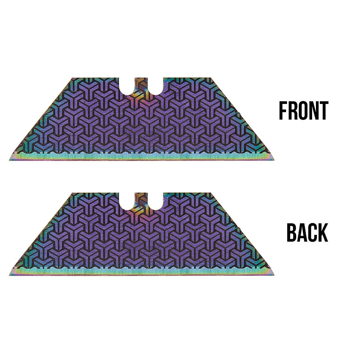 NDZ Performance Steel Blade Replacement for Berkling Utility Knife, Custom Razor Blade, Double Sided Laser Engraved Designs, Rainbow - TriWeave, 1 Pack