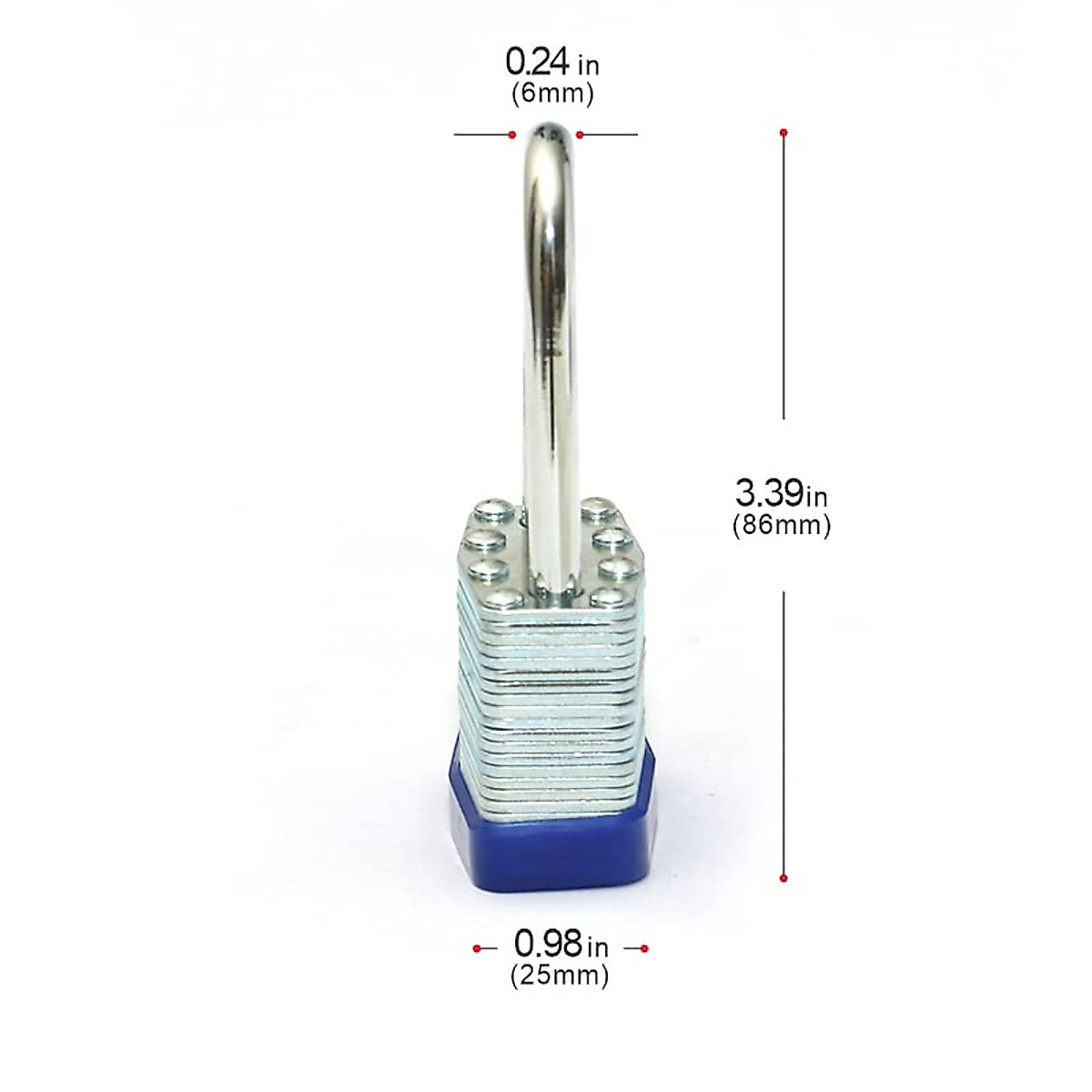 1 Laminated keyed Padlock (1-9/16", 40mm), keyed Alike Locks, Long Shackle, Pack