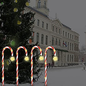 Christmas Candy Cane Lights,8Pcs Solar Christmas Candy Cane Light， Christmas Decoration， for Home Garden Passage Pathway Courtyard Lawn Decoration Light