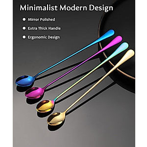 Lovingly Yours 9.5-Inch Long Handle Ice Tea Spoons, Ice Cream Spoons, Iced Teaspoons Long Coffee Spoons, Stainless Steel Stirring Spoons, Set of 4