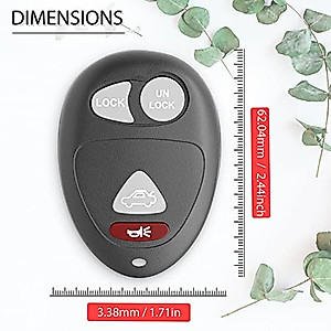 Keyless Entry Remotes Car Key Fob Compatible with Buick Century/Pontiac Aztek 2001 2002 2003 2004 2005 FCCID: L2C0007T 10335582-88, Self-Programming (Pack of 2)