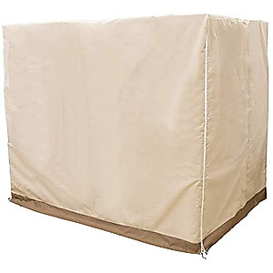 boyspringg Outdoor Swing Cover, Swing Cover 3 Seater Waterproof, 87x49x 67 Inch ,Porch Swing Cover for Outdoor Furniture,Durable Waterproof UV Resistant Weather Protector (Beige&Coffee)