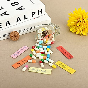 Yadream Capsules Message in a Glass Bottle,Cute Christmas Gift Love Letter message capsules,45pcs Love Pills with Hart-shaped Bottle for Anniversary Graduation Birthday Valentines