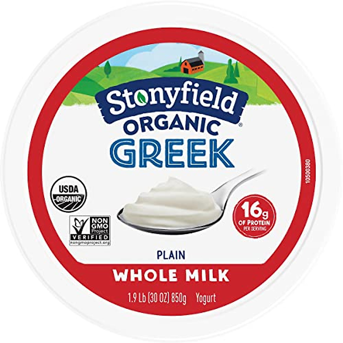 Stonyfield Organic Greek Whole Milk Yogurt, Plain, High in Protein (16g), Multiserving Snack & Cooking Substitute, 30 Oz
