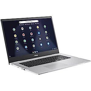 ASUS Chromebook 17.3" FHD Laptop Computer, Intel Celeron N4500 Processor up to 2.8GHz, 4GB LPDDR4 RAM, 32GB eMMC, WiFi 6, Bluetooth 5.2, Webcam, Transparent Silver, Chrome OS, ipuzzle Type-C HUB