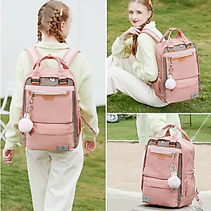 AO ALI VICTORY Laptop Backpack Women Teacher Backpacks Nurse Bag Anti Theft Travel Back Pack Large College Bookbag for Elementary Middle High School Teens Girls Student(Large, Pink)