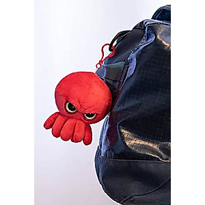 Grumpy Baby Octopus Stuffed Animal Keychain - Mini Plush Keychain Pendant with Clip - Super Cute Soft Stuffed Animal Plushie Toy for Backpack, Handbag, Purse, Car Accessories (Red, 3”)