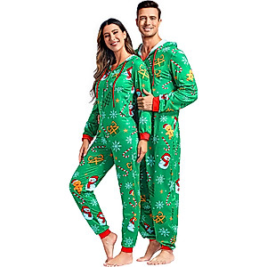 frawirshau Matching Christmas Onesies for Family Christmas pjs Onesie Christmas Onesies Womens Pajama Sets Green 3XL