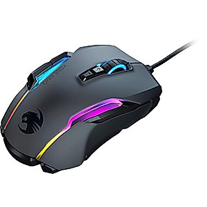 ROCCAT Kone AIMO Remastered PC Gaming Mouse, Optical, RGB Backlit Lighting, 23 Programmable Keys, Onboard Memory, Palm Grip, Owl Eye Sensor, Ergonomic, LED Illumination, Adjustable to 16,000 DPI-Black