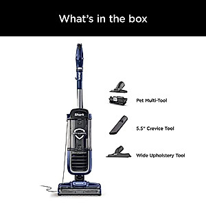 Shark NV151 Navigator Pro Complete Upright Vacuum with HEPA Filtration, Swivel Steering, Power Brush, Crevice Tool & Upholstery Tool, for Pet Hair & Multi-Surface Cleaning, Navy, 0.87 Qt. Dust Cup