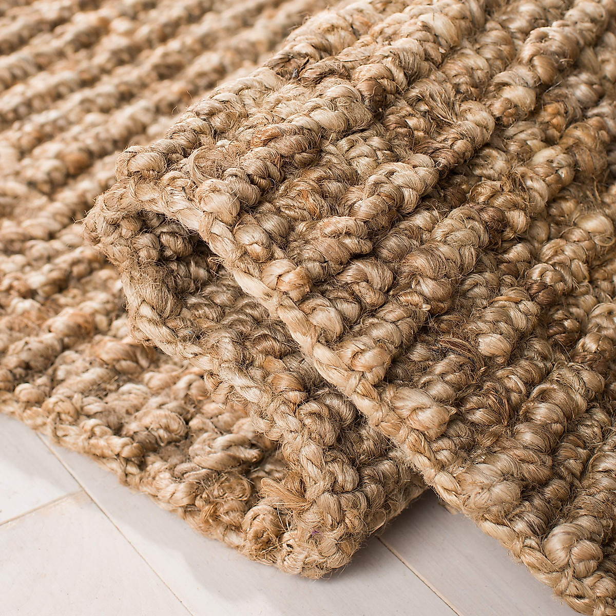 SAFAVIEH Natural Fiber Collection 9' x 12' Natural NF447A Handmade Chunky Textured Premium Jute 0.75-inch Thick Area Rug