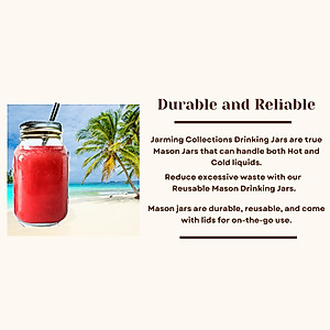 JARMING COLLECTIONS Home Glass Cups – Mason Jar Drinking Glasses - Mason Jar Cup - Glass Cup With Lids And Straws - 32oz Iced Coffee Cup – Glass Tumbler With Straw And Lid - Ice Coffee Cup (Set of 2)