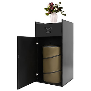Restaurant Trash Bin Cabinet, 22"x22"x46" Garbage Can Commercial with A Foldable Canvas Trash Bag Inside, Garbage Receptacle Indoor with Tray Holder for Restaurants, Cafeterias (Black)