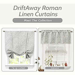 DriftAway Farmhouse Double Layer Linen Blackout Tie Up Curtains Thermal Insulated Striped Fully Lined Balloon Roman Shade Bathroom Window Adjustable Rod Pocket 45 Inch by 63 Inch Roman Black
