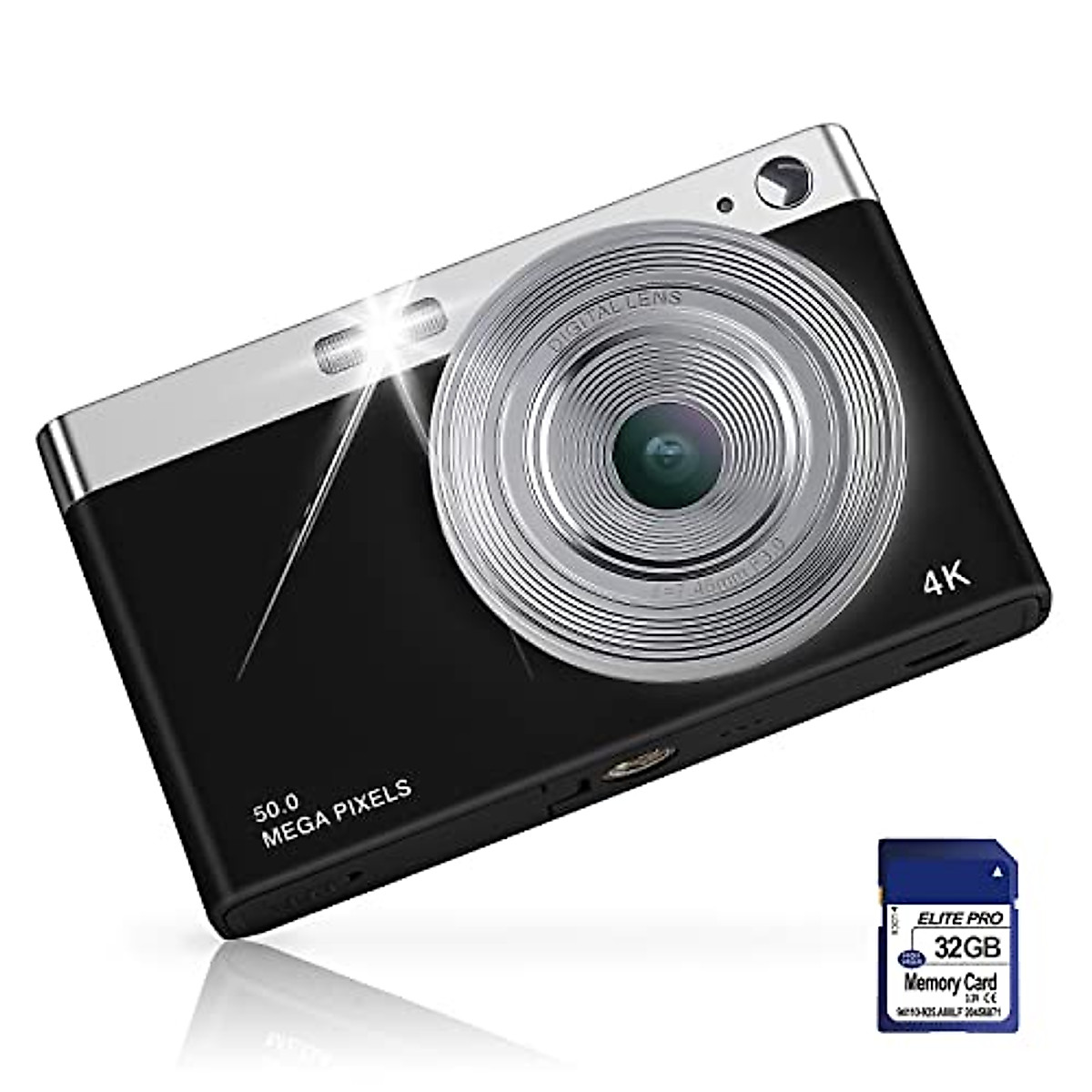 Digital Camera for Kids, Small Cameras for Teens, Portable Compact Camera for Photography, 1080P 50MP Autofocus Children Camera with 32GB SD Card, 2.88 Inch LCD Screen, 16x Digital Zoom (Black)