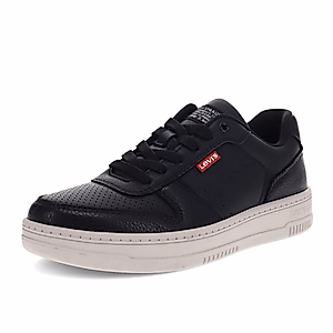 Levi's Womens Drive Lo Synthetic Leather Casual Lace Up Sneaker Shoe, Black, 8 M
