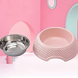 FUUIE Bowls for Food and Water Household Stainless Steel Pet Bowl, Suitable for Dogs and Cats, Bite Resistant, Non-Slip, More Durable (Color : Blue)