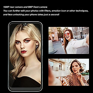 Zunate I13 Pro Max Unlocked Smartphone, 6.1in IPS Ultra HD 4G Mobile Phone with 4GB 128GB, 4000mAh, 8MP 16MP, Face Recognition, GPS, Senior Phone for Android 11(Gold)