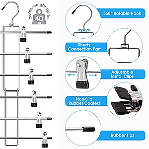 3 Pack Closet-Organizer-Pants-Hangers-Space-Saving,Metal Closet-Organizers-and-Storage,6 Tier Organization and Storage Short Skirt Hangers Cilp,Dorm Room Essentials for College Students Girls Boys Guy