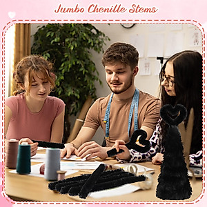 Hotop 30 Pcs Extra Thick Pipe Cleaners 30mm Jumbo Pipe Cleaners Craft Supplies Chenille Stems Pipe Cleaners for Beginners Christmas DIY Art Supplies Decorations(Black)