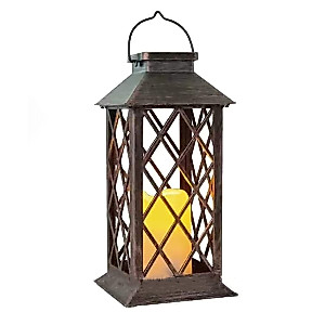 Solar Lantern NB-4 Solar Lantern Hanging Lanterns Waterproof LED Flickering Flameless Candle Mission Outdoor Garden Decorative Lights - Bronze 34.5x14x14cm