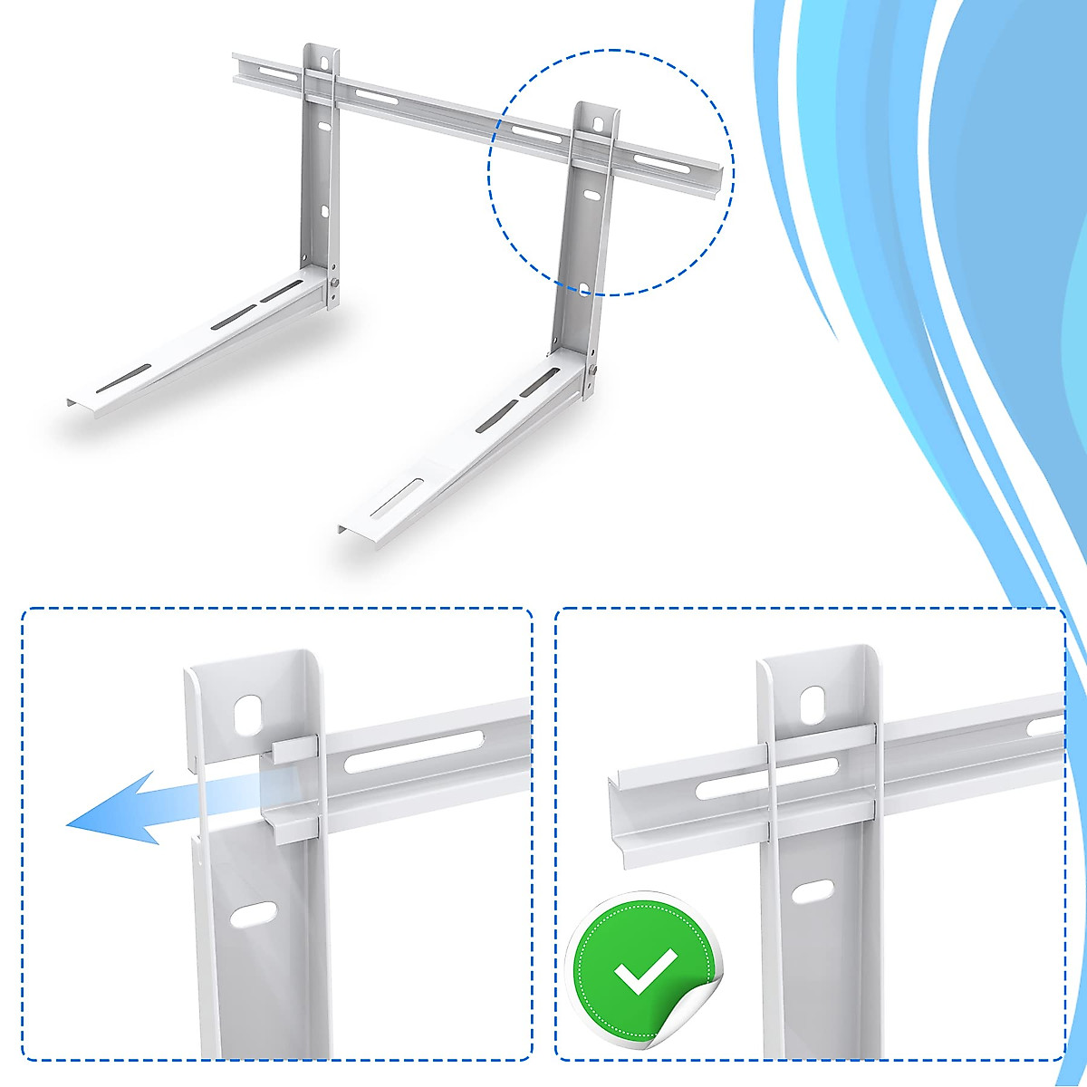 Air Jade Mini Split Bracket with Cross Bar, Heavy Duty Foldable Wall Mounting Bracket for Ductless Mini Split Air Conditioner Heat Pump Systems, 9000 to 18000 BTU, 280 lbs