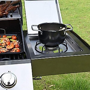 NaoSIn-Ni 4 Burner BBQ Propane Gas Grill, Stainless Steel 60,000 BTU Patio Garden Barbecue Grill with Two Foldable Shelves Removable Design