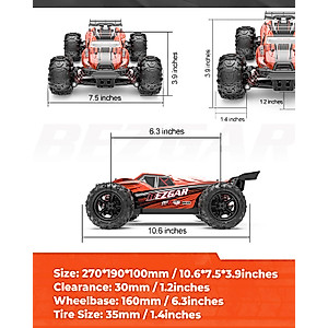 BEZGAR HM181 Hobby Grade 1:18 Scale Remote Control Monster Vehicle Trucks - 4WD Top Speed 35 Km/h All Terrains Off Road RC Truck, Waterproof RC Car with 2 Rechargeable Batteries for Kids and Adults