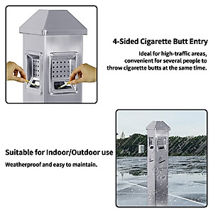 lukar Commercial Trash Receptacles Metal Trash Container Heavy Duty Trash Disposal Outdoor Vertical Trash Can for Patios Gardens Hotels Pubs Offices(Silver)