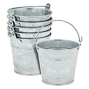 6 Pack Small Galvanized Metal Buckets with Handles, Mini Tin Pails for Party Favors, Succulents, Rustic Home Decor (3 in)