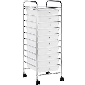 Yaheetech 10 Drawer Cart Rolling Plastic Storage Cart and Organizer Multipurpose Mobile Rolling Utility Storage Organizer for Home Office School and Workshop, White