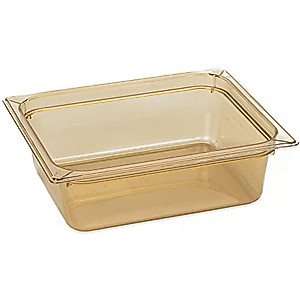 Carlisle FoodService Products 10421B13 StorPlus High Heat Food Pan, 4" Deep, Half Size, Amber (Pack of 2)