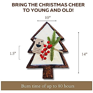 Dough Bowl Candle Co. Christmas Tree Candle -14x10x1.5 Inch Brown Wooden Bowl Candle in Christmas Tree Shape, Soy Wax Scented Candles in Pine., Beautiful Holiday Farmhouse Decor, Dough Bowls for Décor