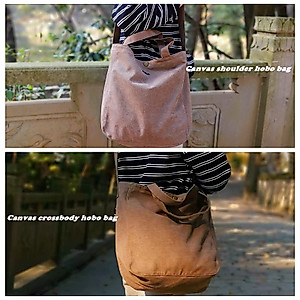 Canvas Tote Bag Casual Medium Crossbody bags for Women Hobo Shoulder Bag for Daily School Work Travel (Brown)