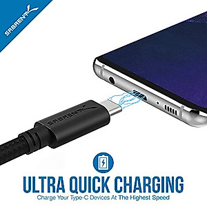 SABRENT [6 Pack 22AWG Premium 3ft USB C to USB A 2.0 Sync and Charge Cables [Black] (CB-C6X3)