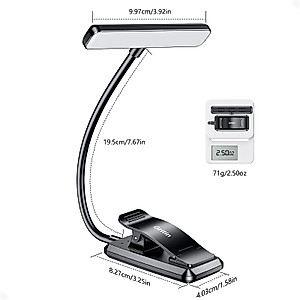 Gritin 19 LED Rechargeable Book Light for Reading in Bed with Memory Function- Eye Caring 3 Color Temperatures,Stepless Dimming Brightness,80 Hrs Runtime Lightweight Clip on Light for Book Lovers