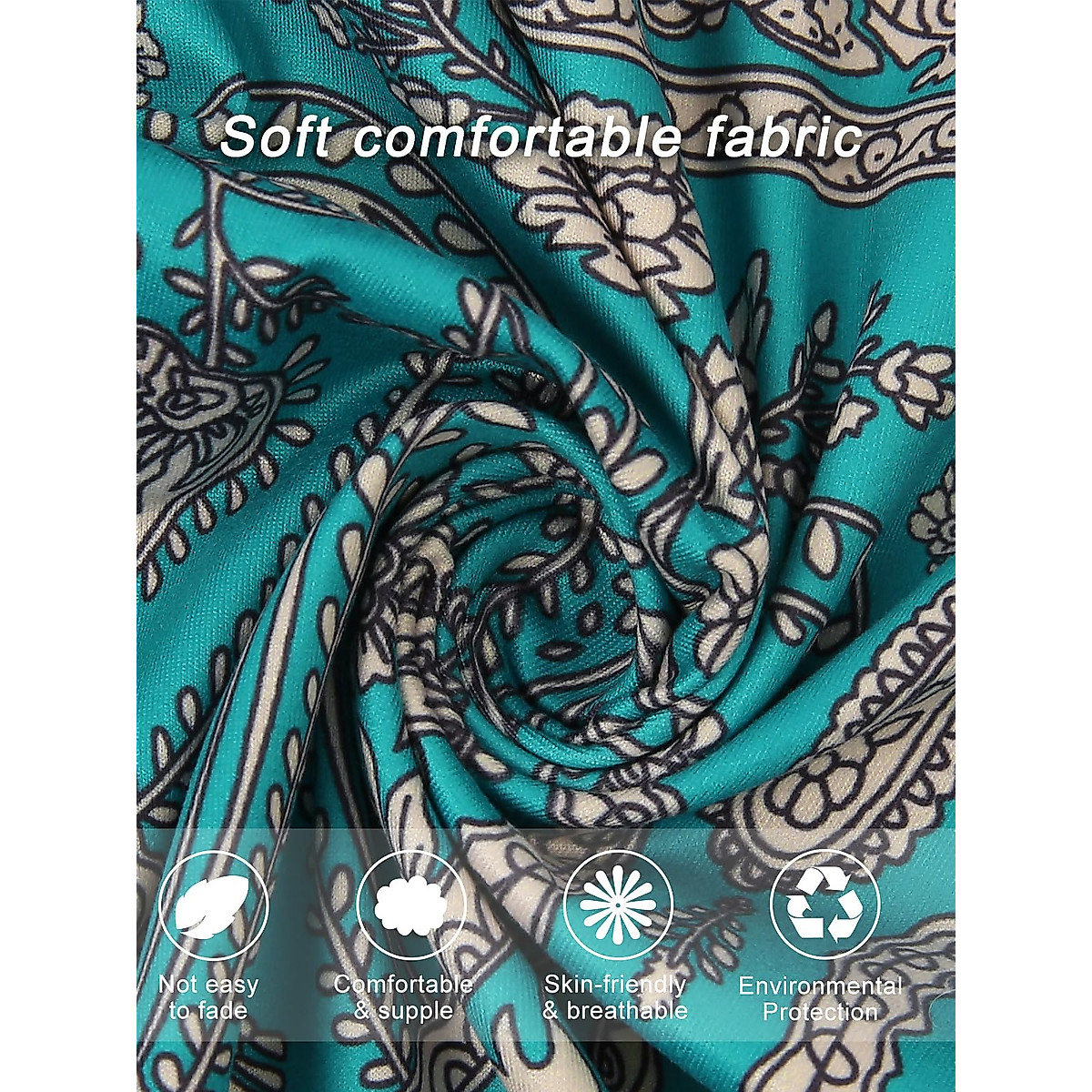 QIANXIZHAN Women's Harem Pants, Hippie Palazzo Pants Boho Joggers Yoga Clothes with Pockets Cyan Flower 2XL