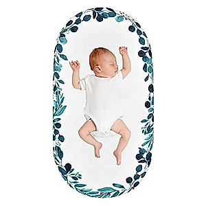 Baby Jersey Cotton Bassinet Sheets for Boy and Girl, Ultra Soft Baby Bedside Sleeper Cover, Universal Sheet Set for Rectangle, Oval, or Hourglass Bassinet Mattress (Moon/Leaf)