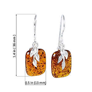 Sterling Silver Baltic Honey Amber EarringsFern