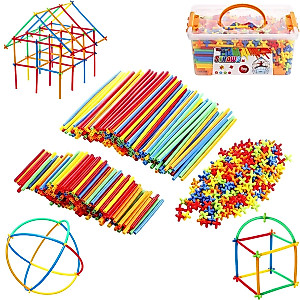 Dazmers Building Sticks for Kids - Straws and Connectors Builders Set - STEM Construction Building Toys - Educational Interlocking Sticks - Connecting Tubes - Building Straws Activities (800 Pieces)