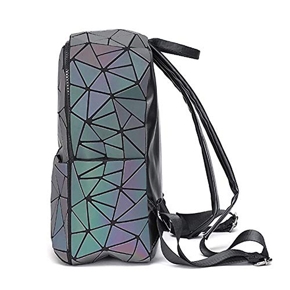Orita Luminous Geometric Lattice Backpack Fashion Holographic Reflective Backpacks and Purse Set of 2